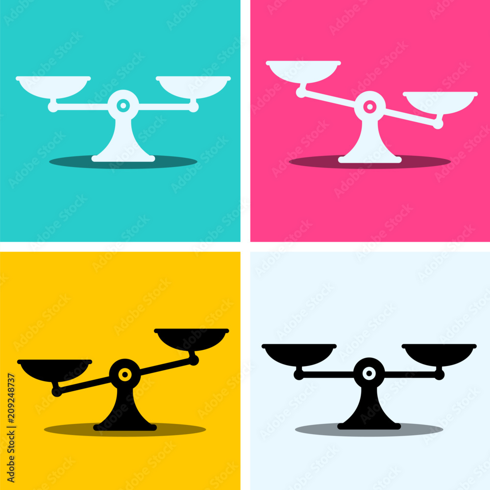 Scales Icons Set on Colorful Background. Vector Illustration. Scale ...