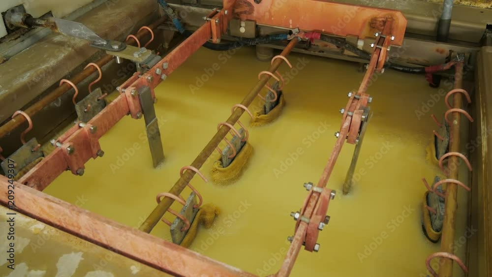 Galvanic bath, Engineering production. Circuit board in galvanic bath ...