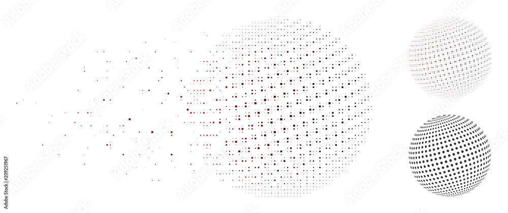 Vector abstract dot sphere icon in sparkle, dotted halftone and ...