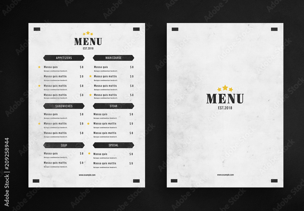 Vintage-Style Menu Layout Stock Template | Adobe Stock