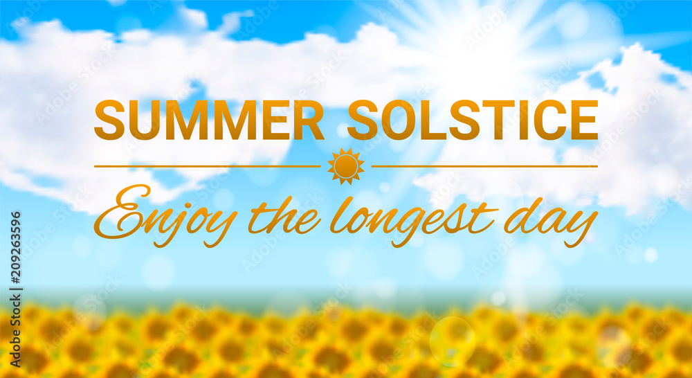 Vector illustration on the theme of the summer solstice. Sunny ...