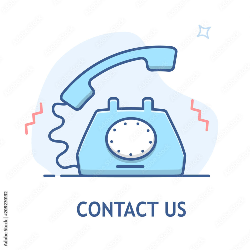 Contact us vector line design. Old telephone ringing vector ...