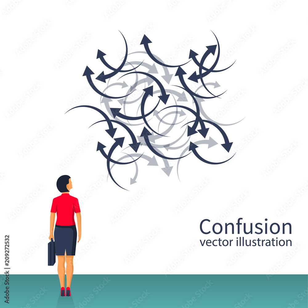 Confused direction. Confusion concept. Vector illustration flat design ...