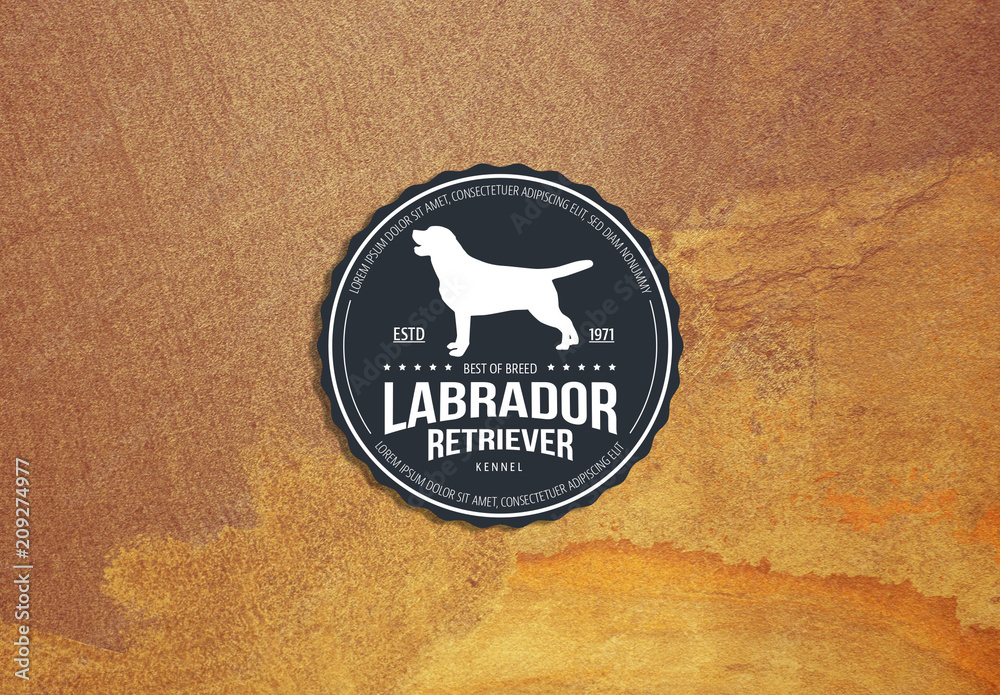 Dark Blue-Gray and White Logo Layout with Dog Illustration Stock ...