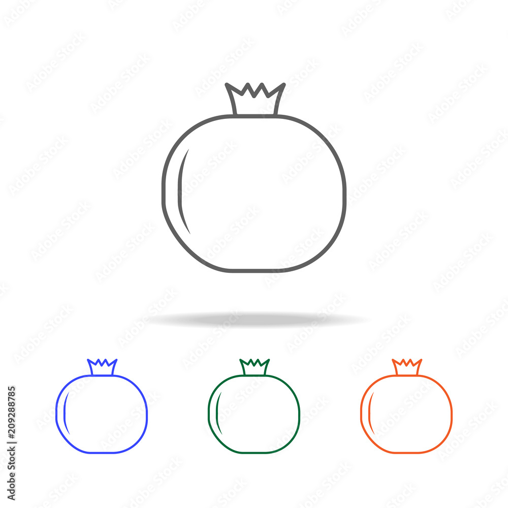 Outline Pomegranate icon. Elements of fruits and vegetables in multi ...