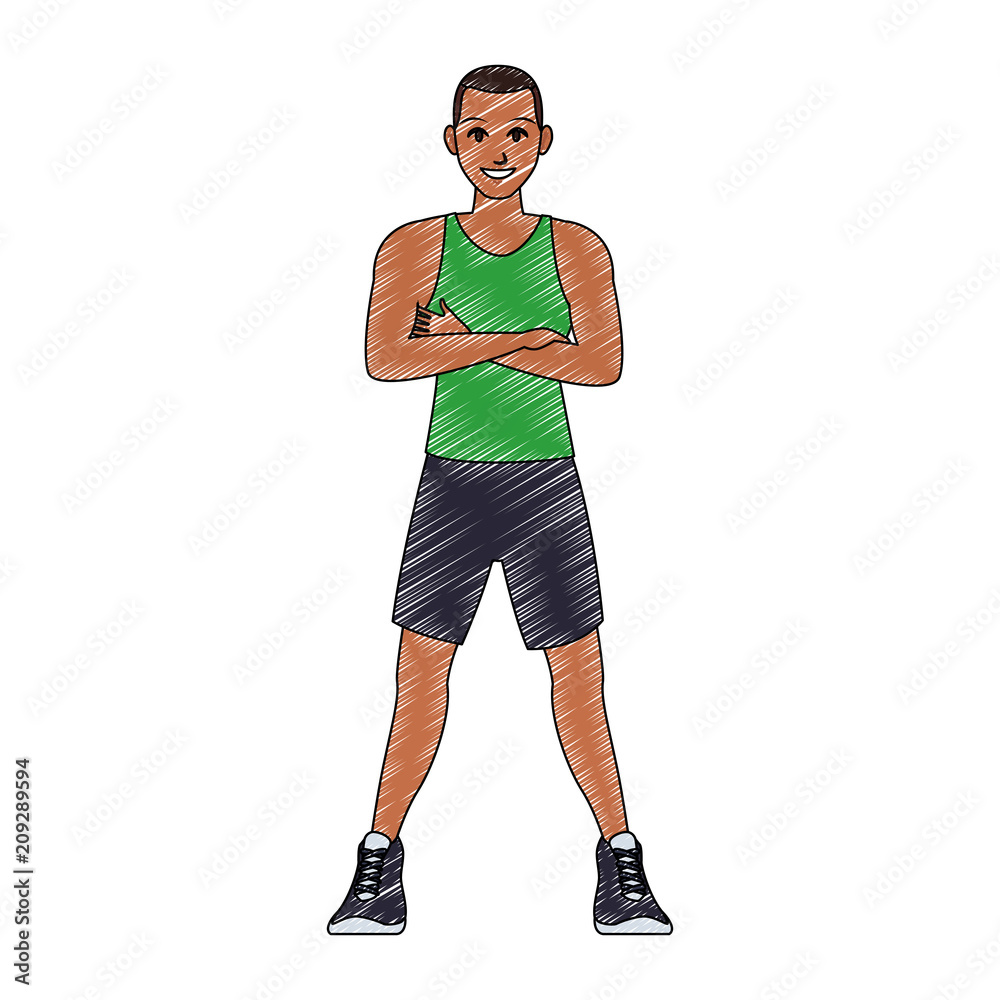 Fitness man cartoon vector illustration graphic design Stock Vector ...