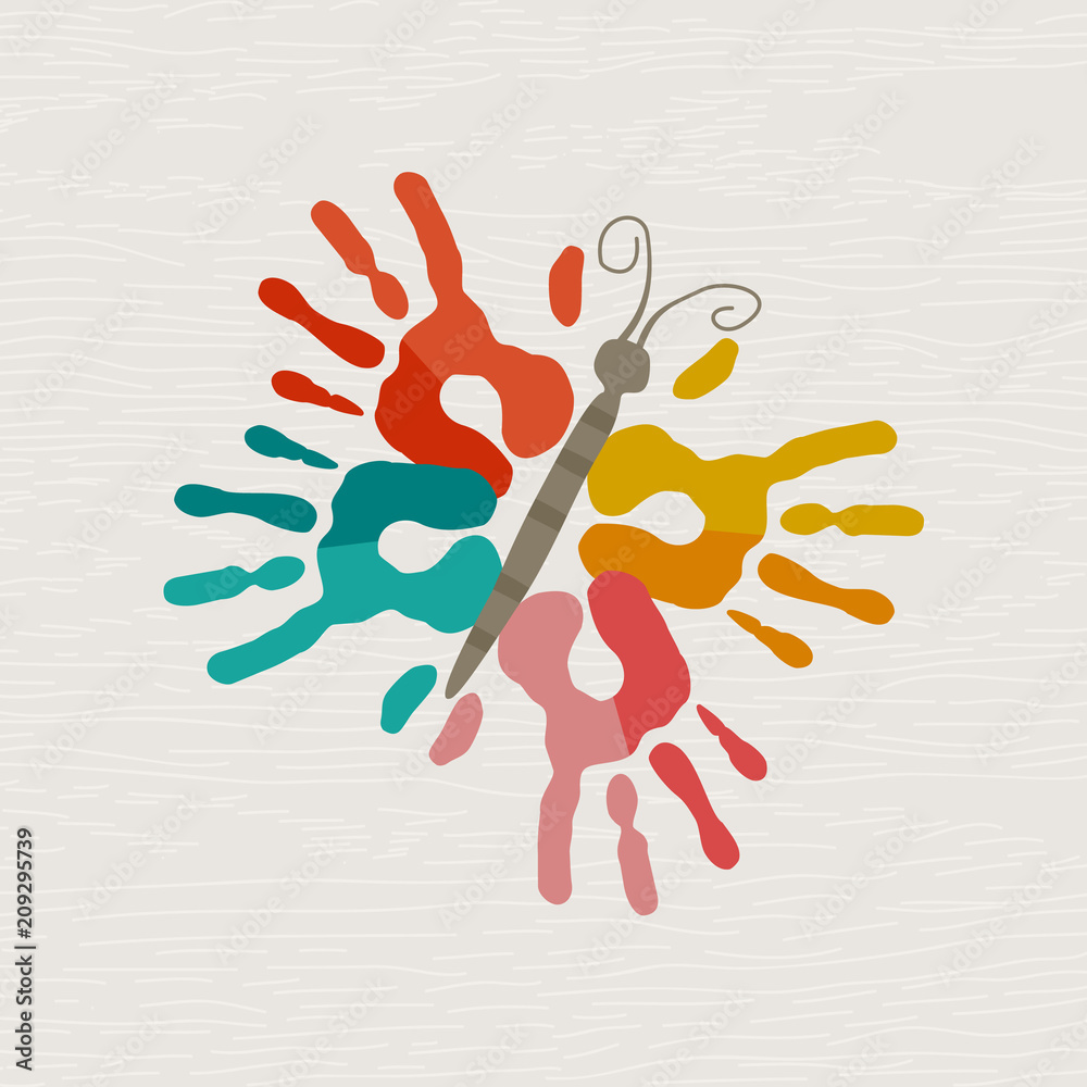 Human hand print butterfly shape art Stock Vector | Adobe Stock