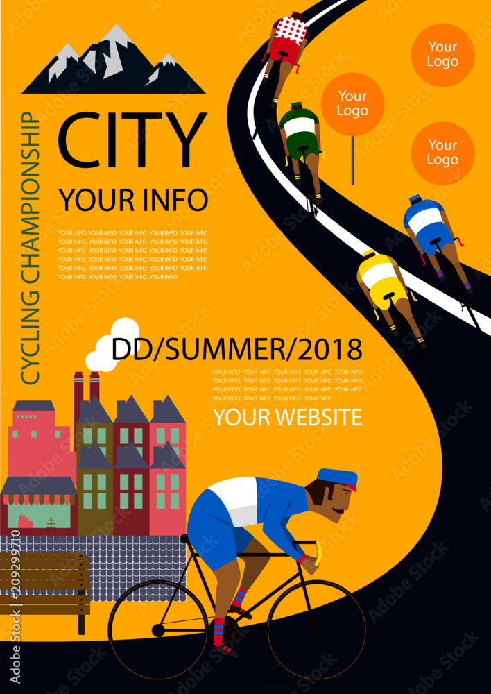 Cycling Poster Design Template Vector Illustration. Poster on bicycle ...