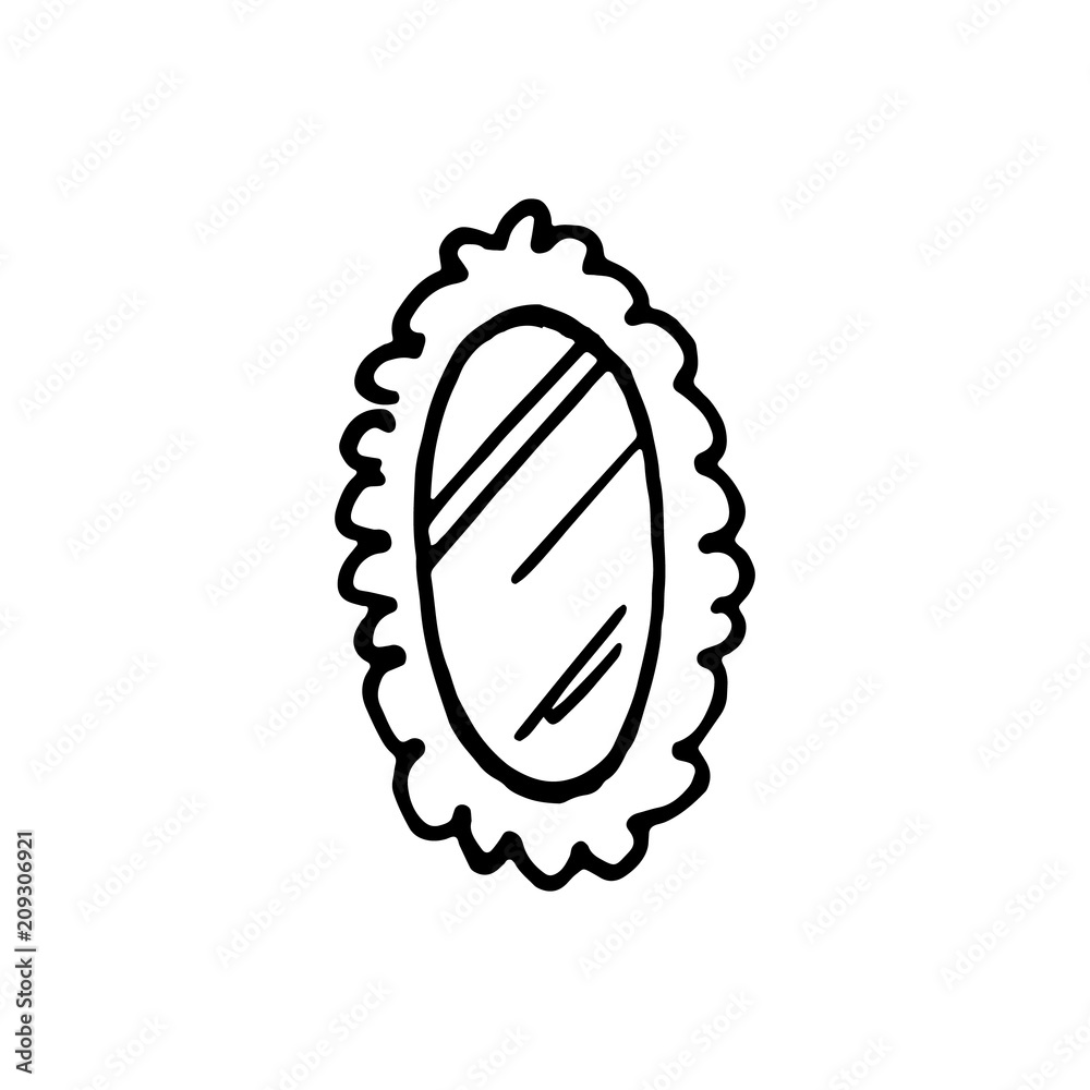 Handdrawn mirror doodle icon. Hand drawn black sketch. Sign cartoon ...