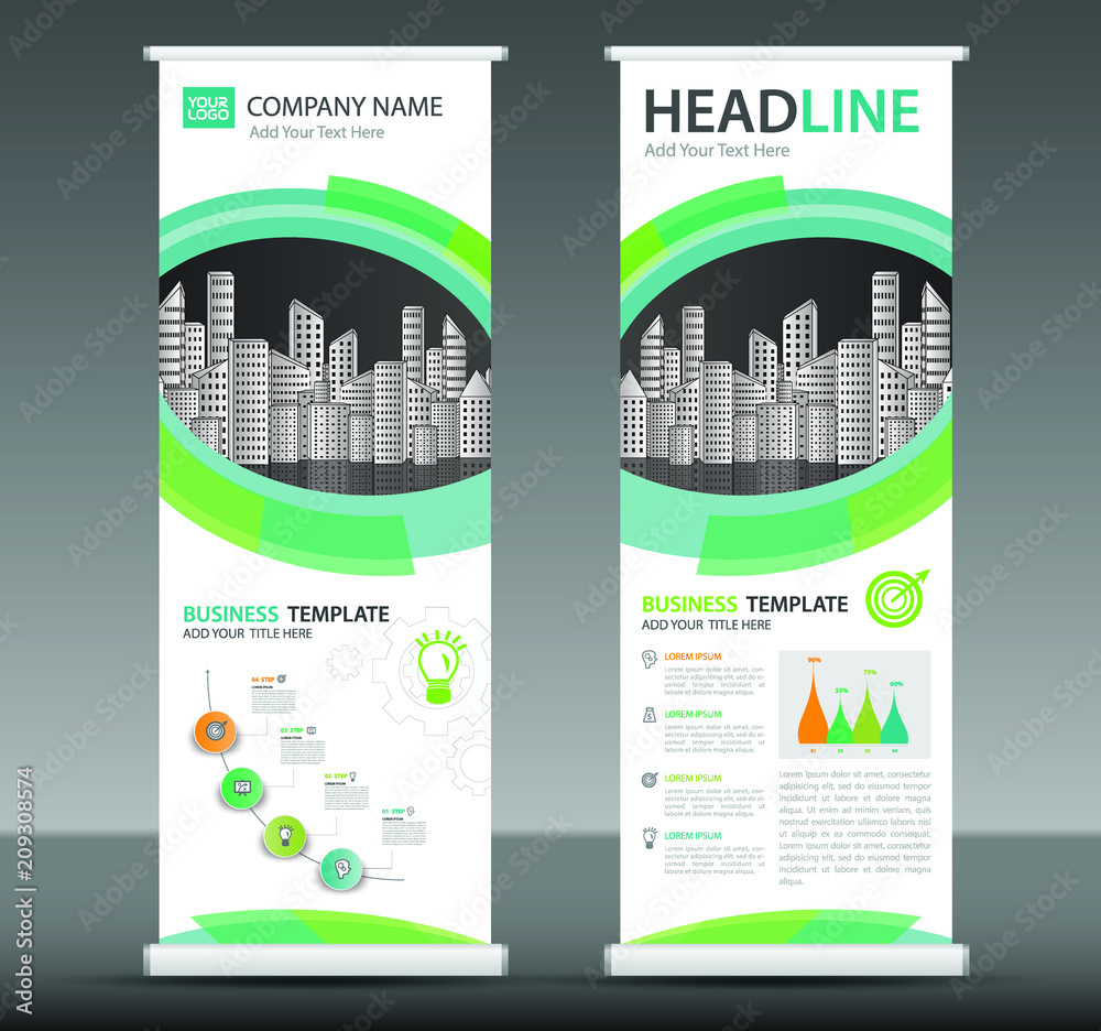 Roll up banner template vector, stand, pull up, display, flag-banner ...