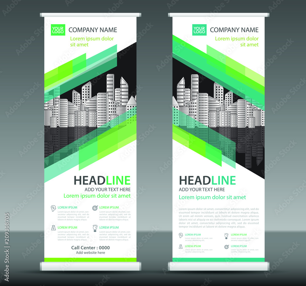 Roll up banner template vector, stand, pull up, display, flag-banner ...