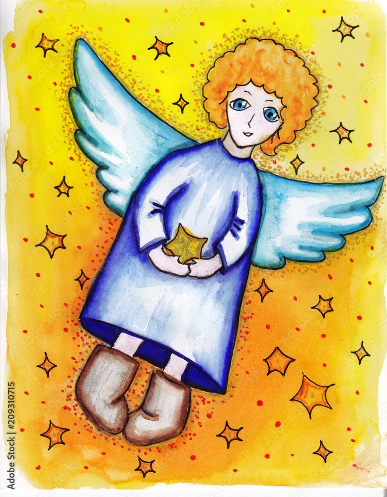 Angel cartoon illustration Stock Illustration | Adobe Stock