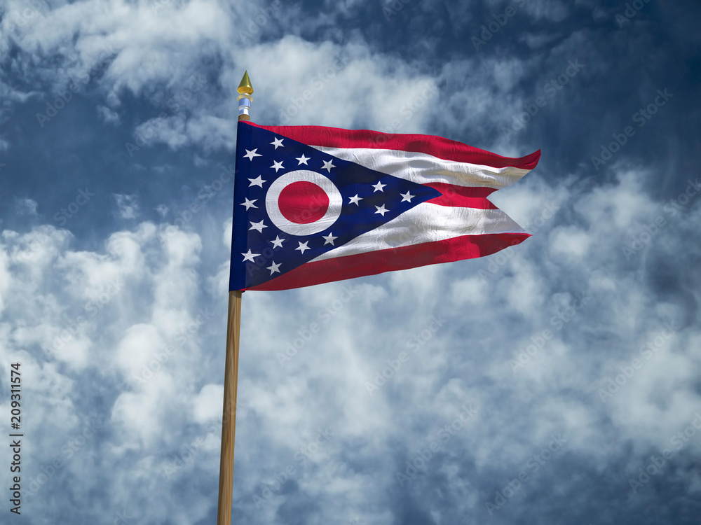 Ohio flag USA flag Silk waving flag made transparent fabric of Ohio US ...