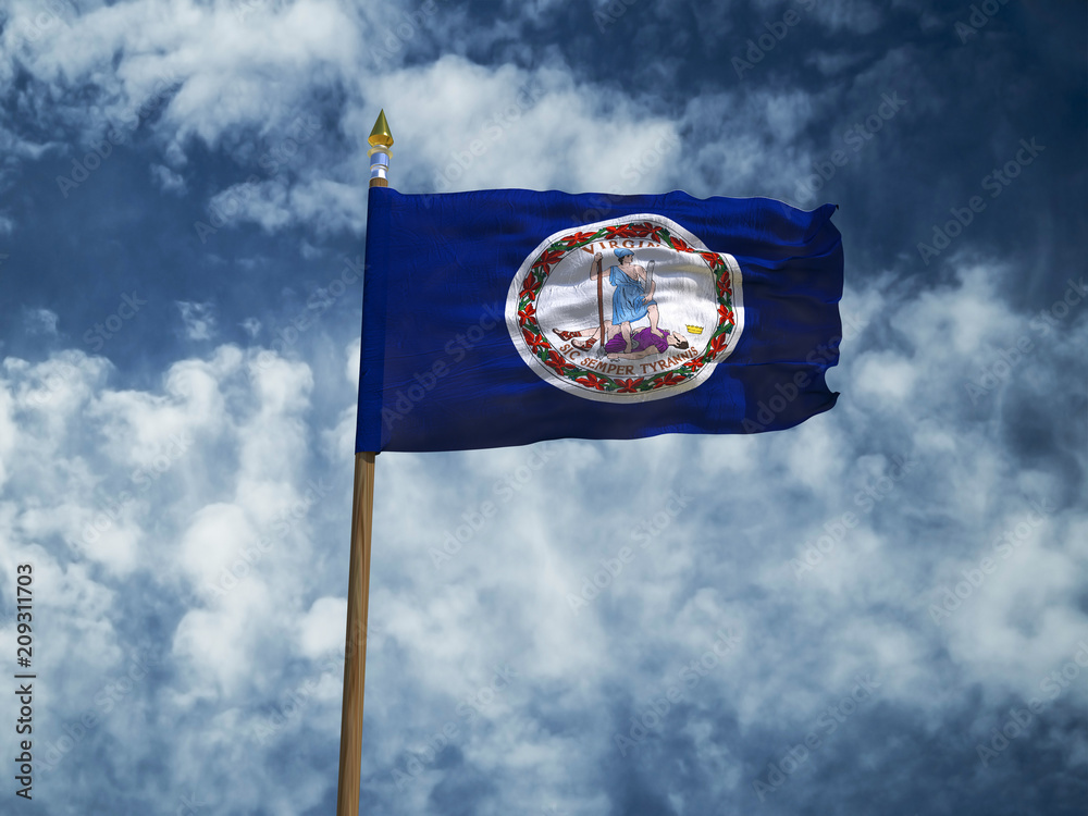 Virginia flag USA flag Silk waving flag made transparent fabric of ...