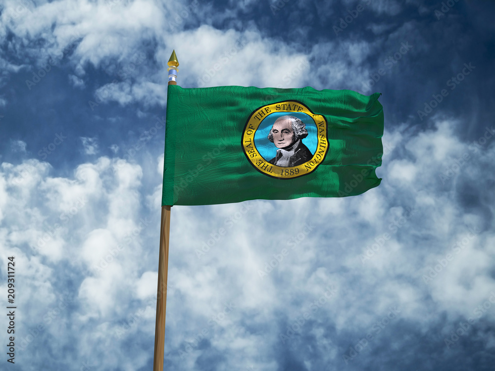 Washington flag USA flag Silk waving flag made transparent fabric of ...