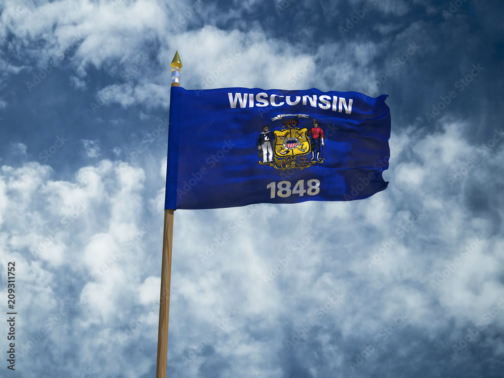 Wisconsin flag USA flag Silk waving flag made transparent fabric of ...