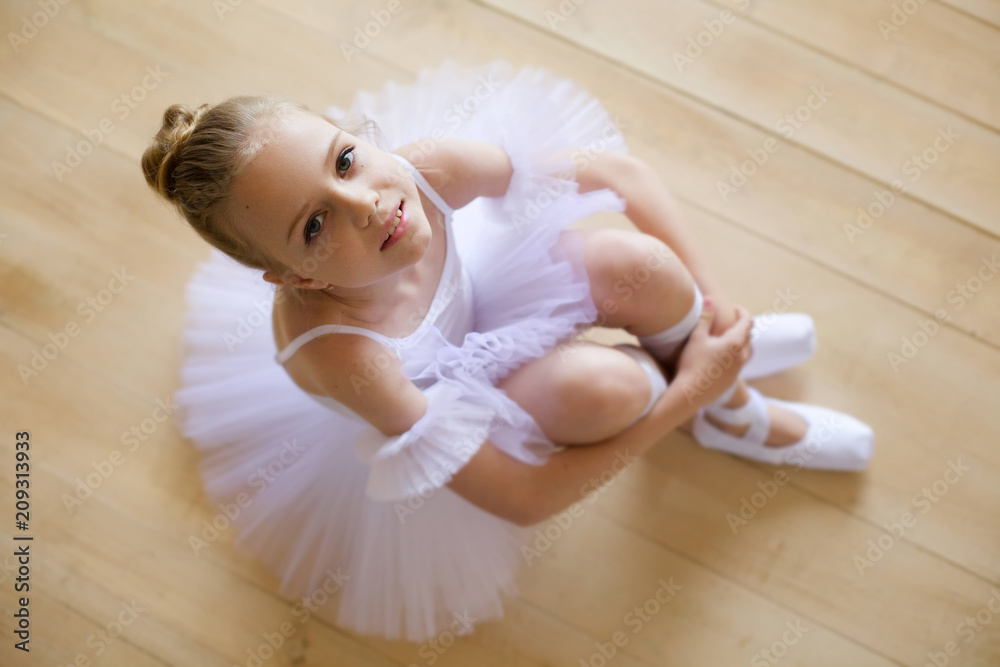 Little girl ballerina in white tutu Stock Photo | Adobe Stock