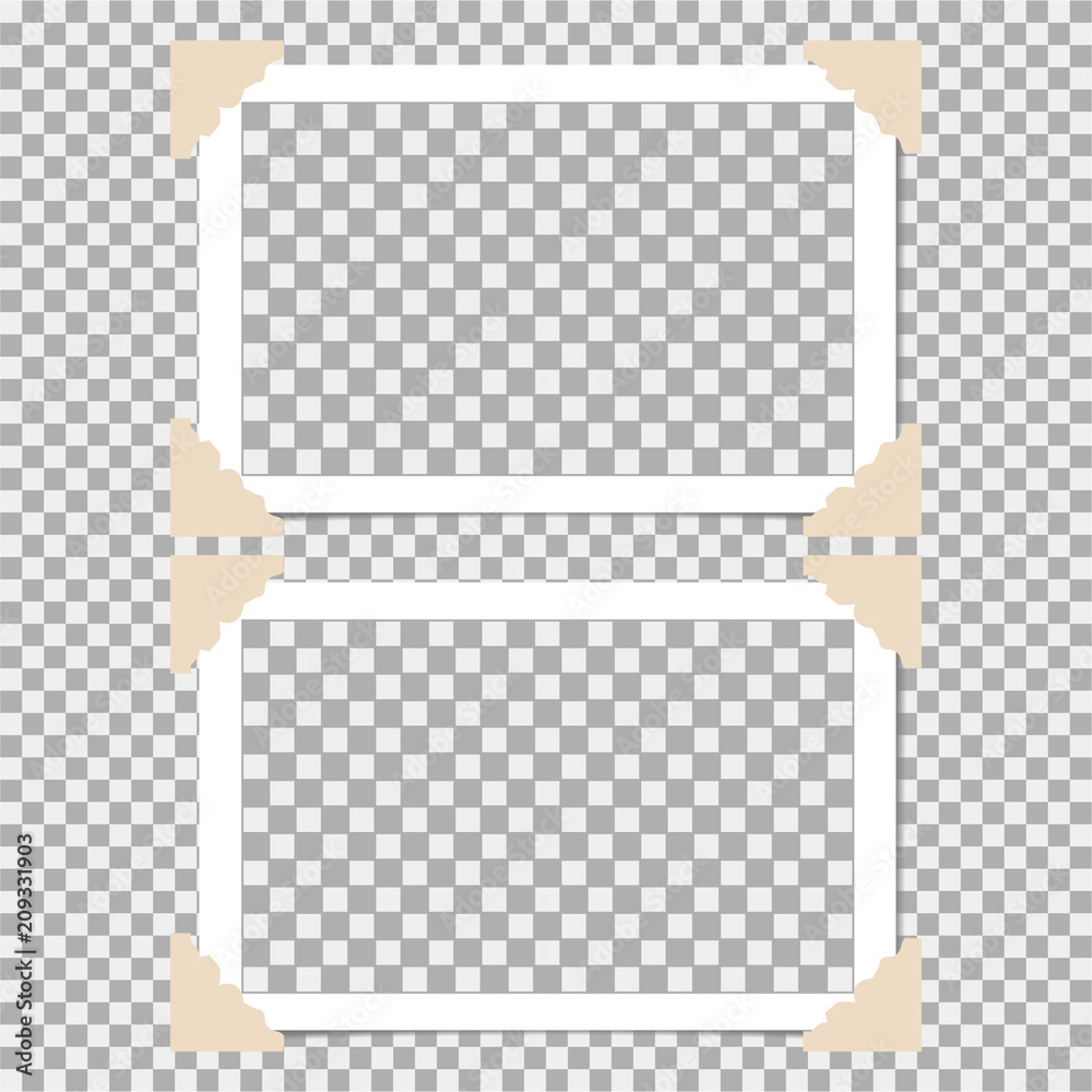 Set of photo frame with angle, corner on grey background. Template ...