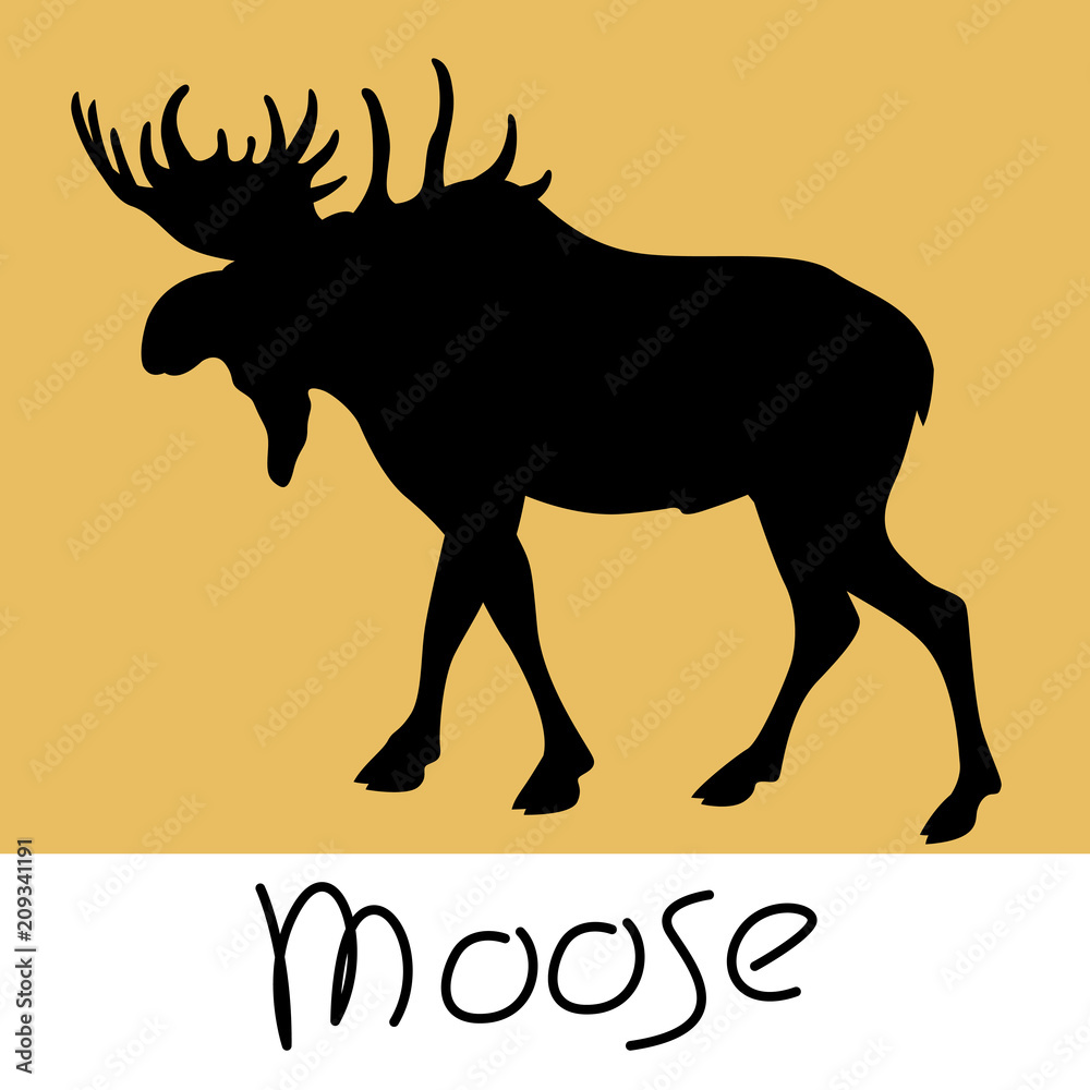 moose black silhouette profile side vector illustration Stock Vector ...