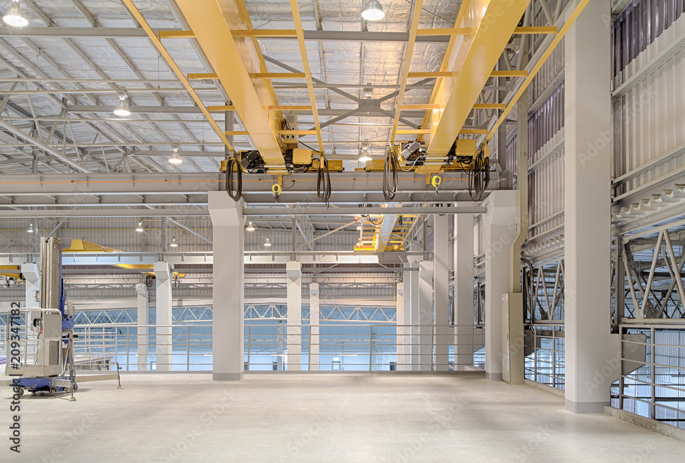Concrete floor inside factory or warehouse building with empty space ...