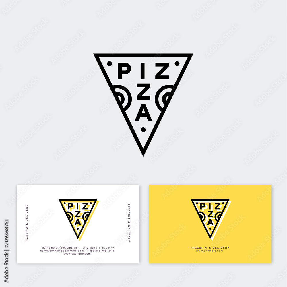 Pizza logo. Traditional pizza style. Simple linear stamp style ...