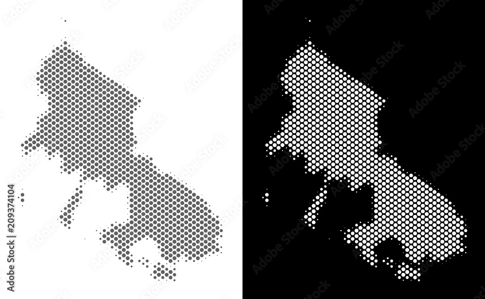 Halftone round pixel Skyros Greek Island map. Vector geographic maps in ...
