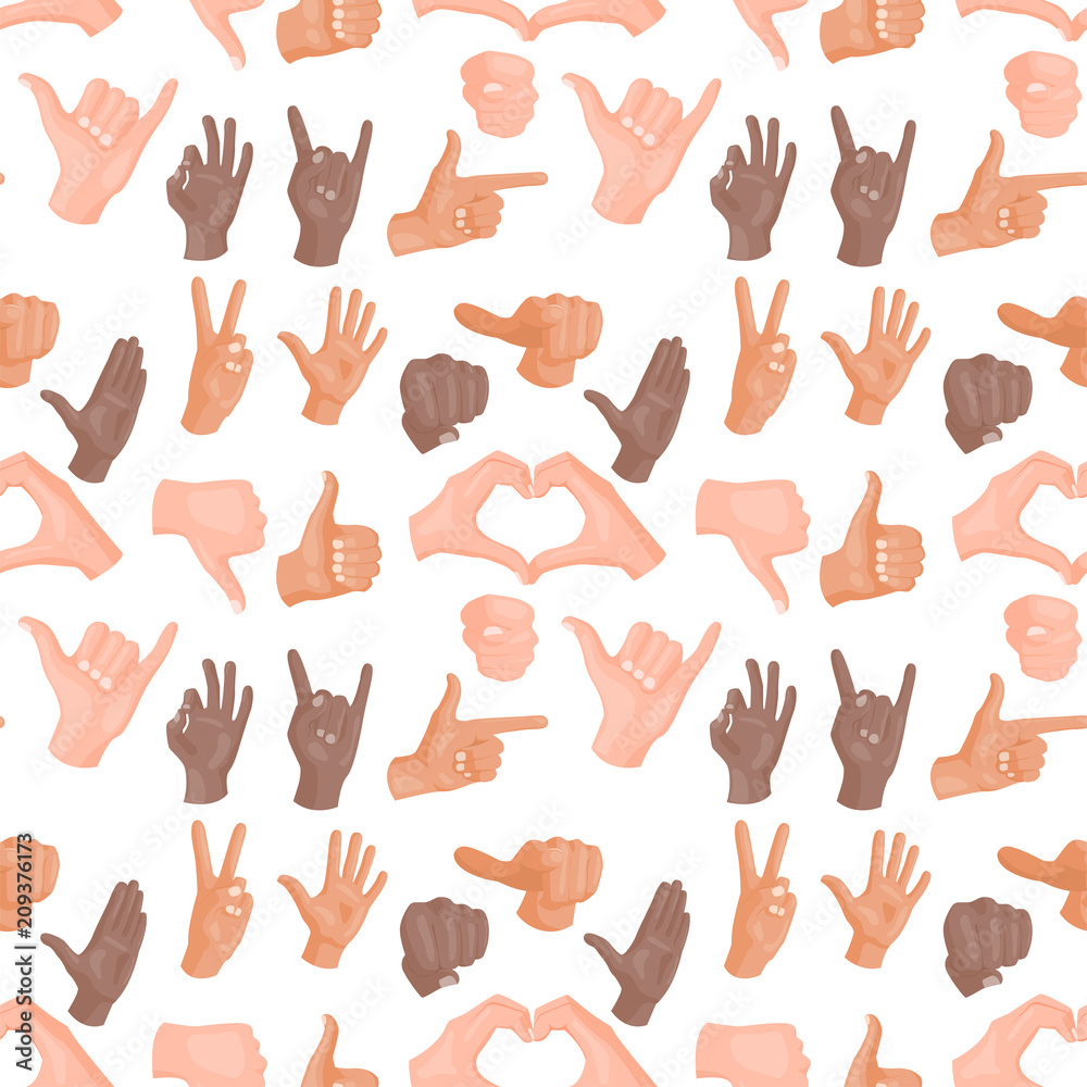 Hands deaf-mute seamless pattern background gestures human arm people ...