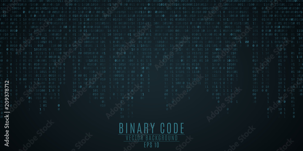 Binary code background. Blue glow. Falling figures. Global network. High technologies ...