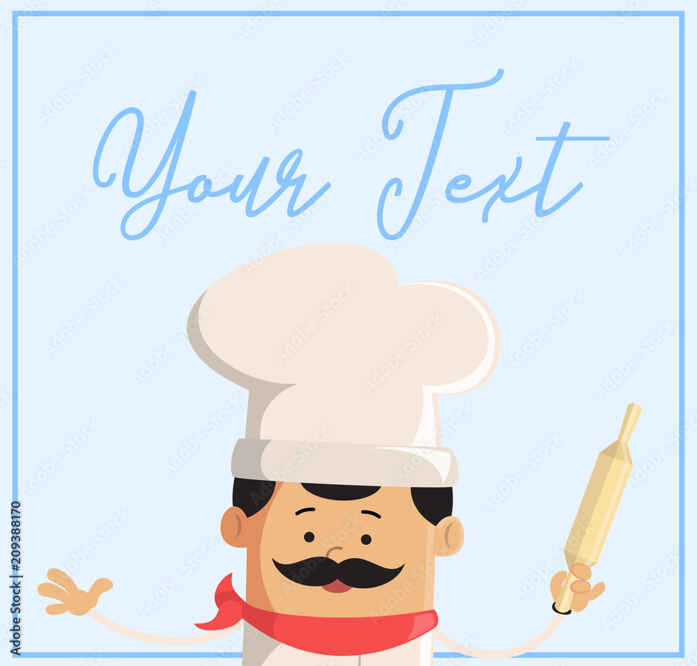 Cartoon Chef Text background Flat Vector Illustration Design Stock ...