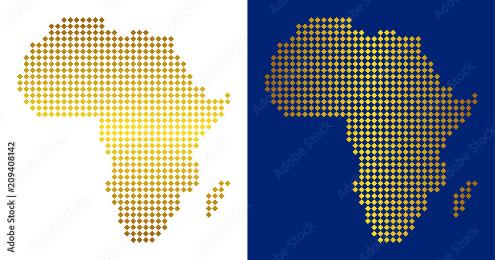 Golden dotted Africa map. Vector territorial maps in shine colors with ...