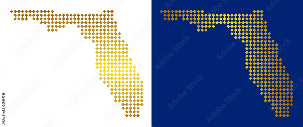 Gold Colored dot Florida map. Vector geographical maps in luxury colors ...