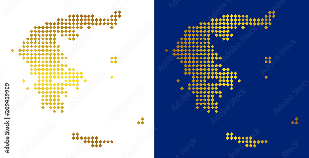 Gold dot Greece map. Vector territorial maps in gold colors with ...