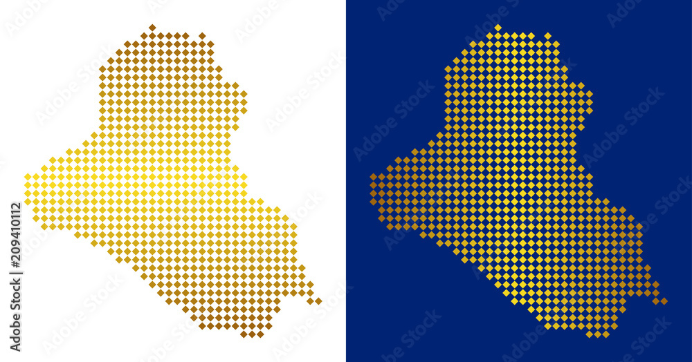 Gold dot Iraq map. Vector territory maps in shine colors with vertical ...