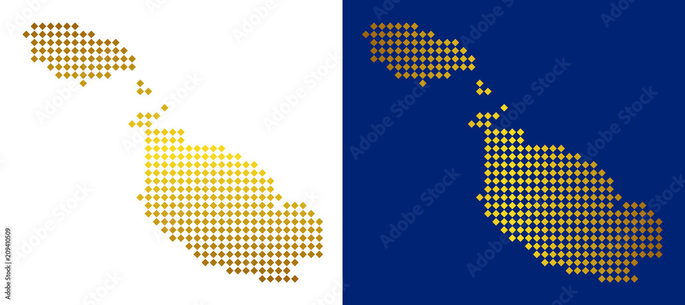 Gold dotted Malta Island map. Vector territory maps in yellow colors ...