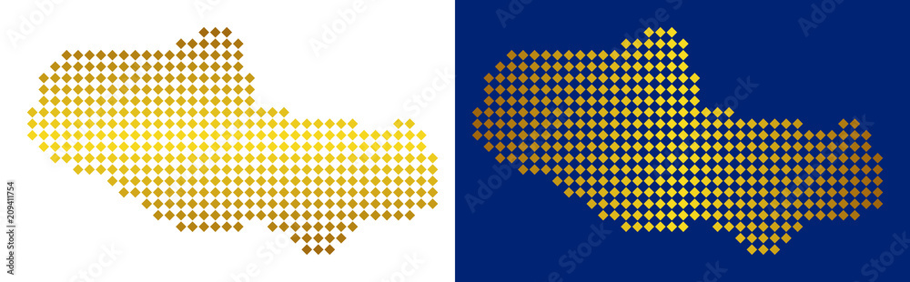 Golden dot Tibet Chinese territory map. Vector territorial maps in ...