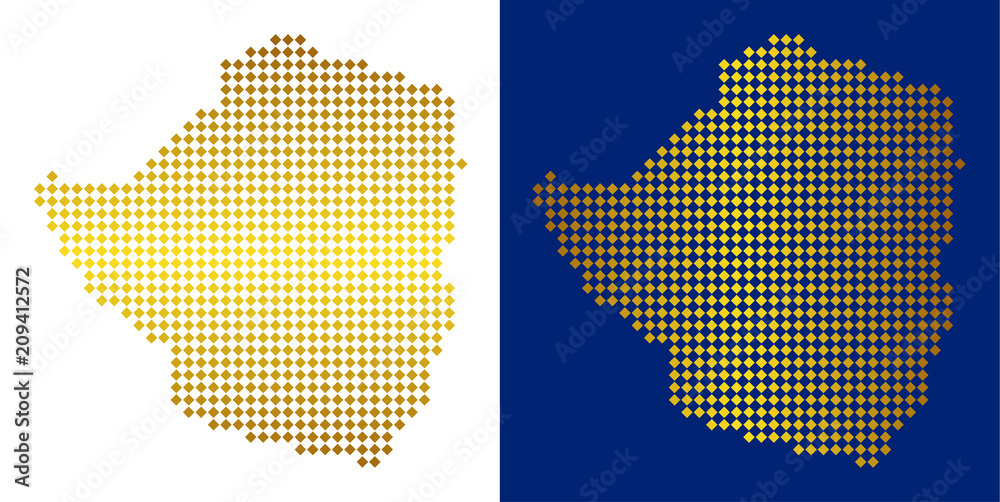 Gold dotted Zimbabwe map. Vector territory maps in yellow colors with ...