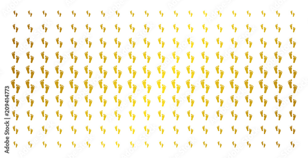 Human steps icon gold colored halftone pattern. Vector human steps ...