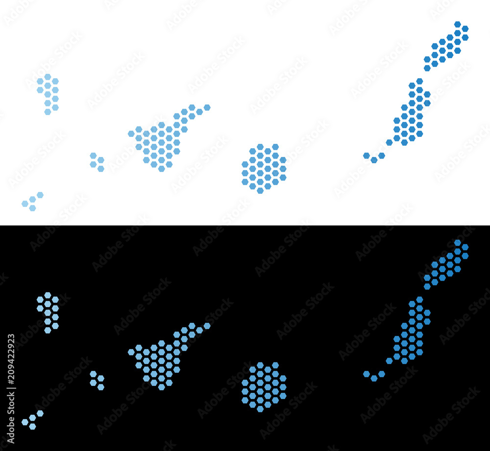 Honeycomb Canarian Spain Islands map. Vector geographic plan in light ...