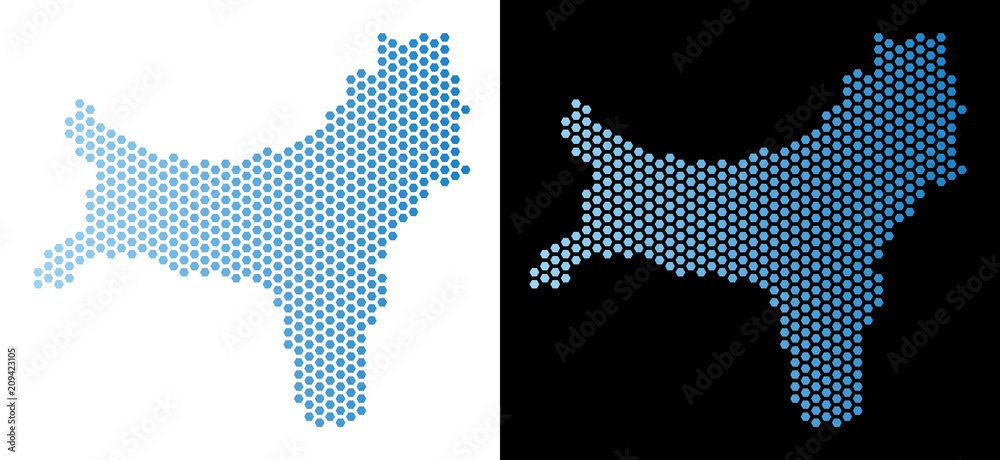 Hex Tile Christmas Island map. Vector territory scheme in light blue ...
