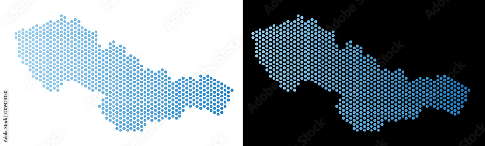 Hex-Tile Czechoslovakia map. Vector territory scheme in light blue ...