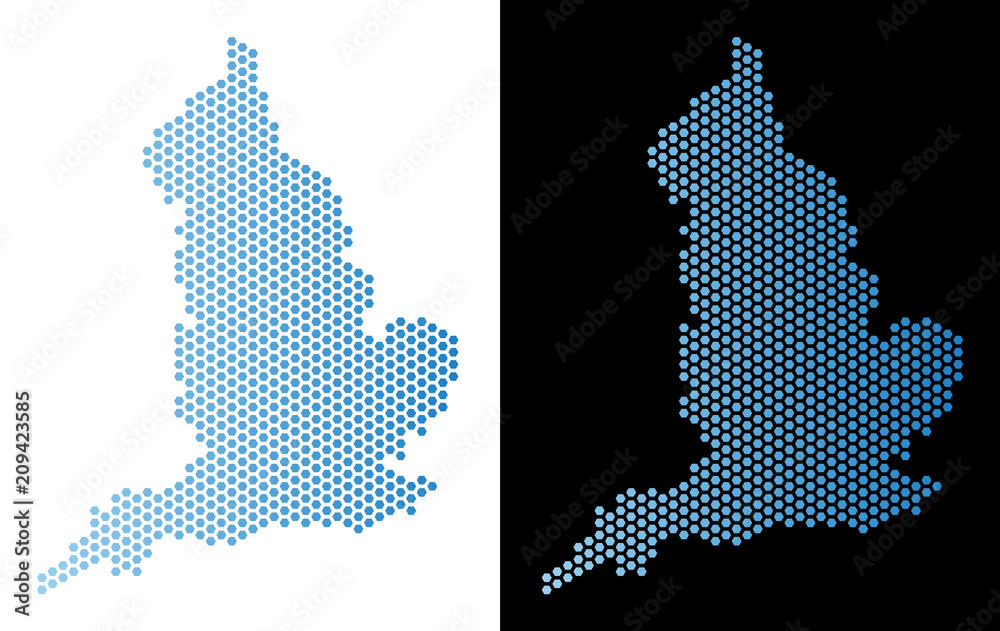 Vecteur Stock Hex-Tile England map. Vector geographic scheme in light ...