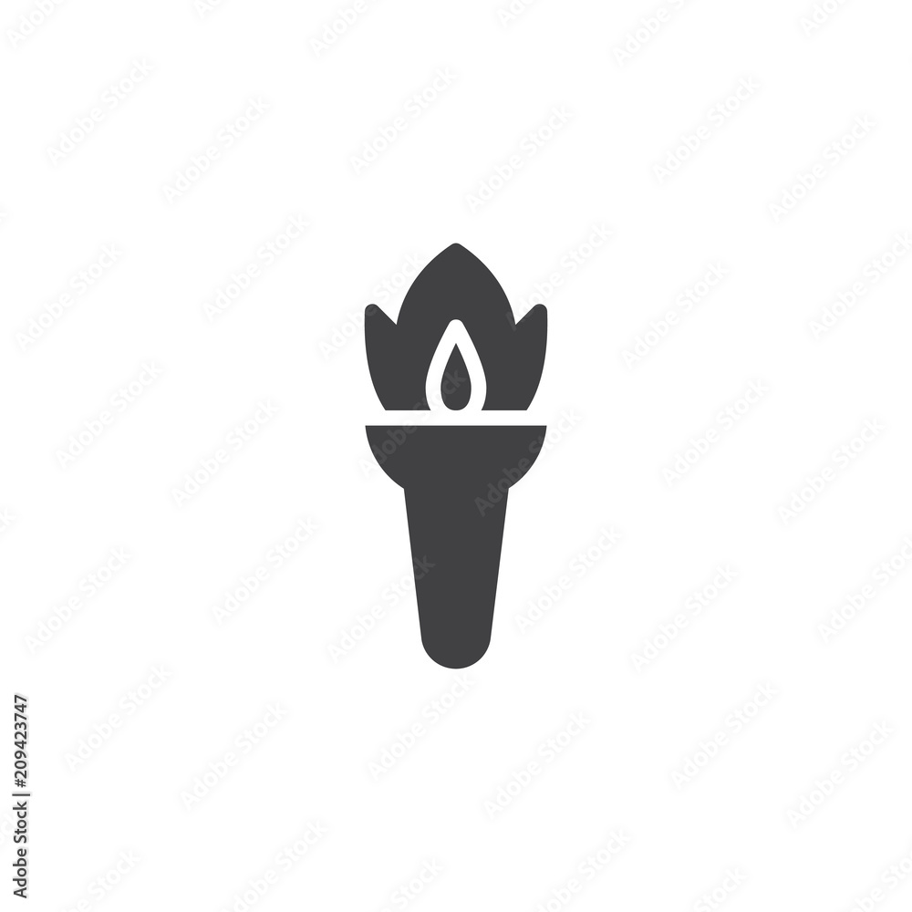Torch flame vector icon. filled flat sign for mobile concept and web ...