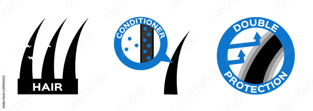 hair conditioner protection logo, icon and vector . anatomy Stock ...