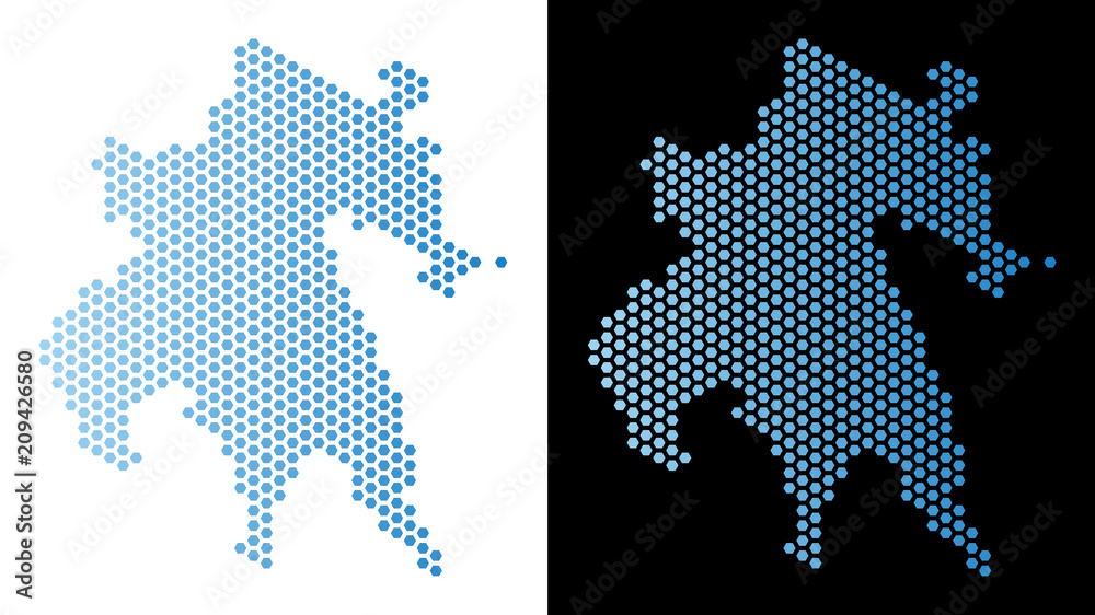 Hexagon Peloponnese Peninsula map. Vector territory scheme in light ...