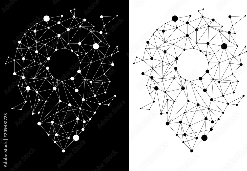 Polygon location pin marker signage dot connect: Concept for travel ...