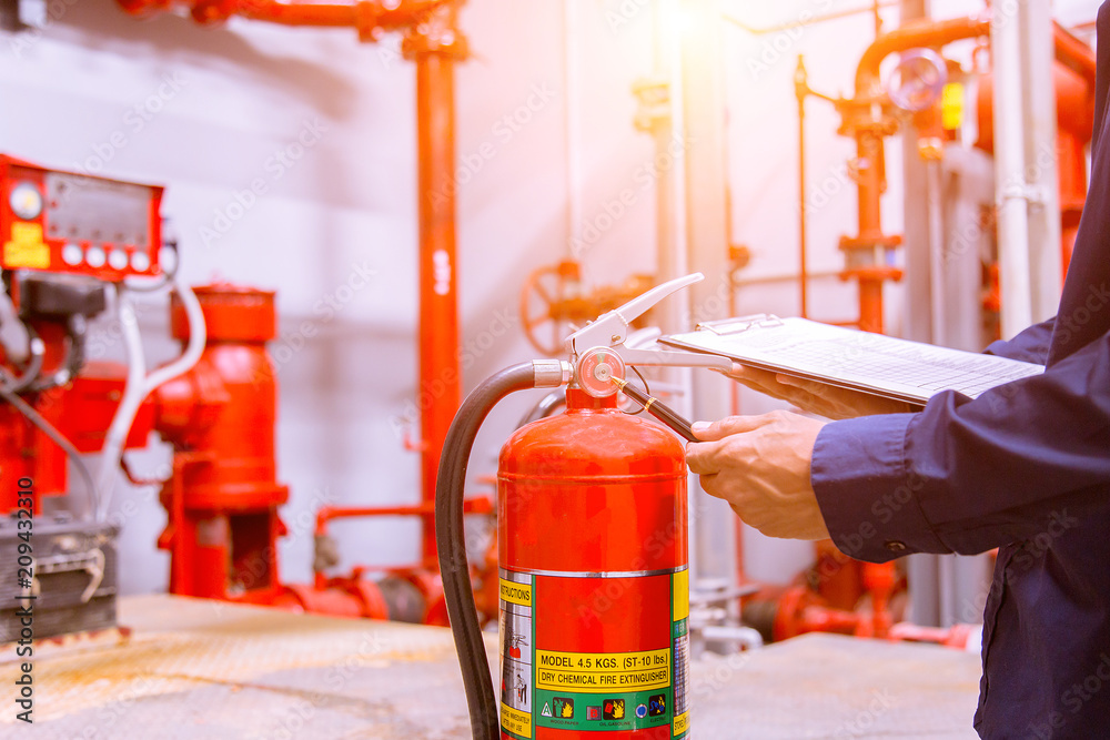 Engineer checking Industrial fire control system,Fire Alarm controller ...