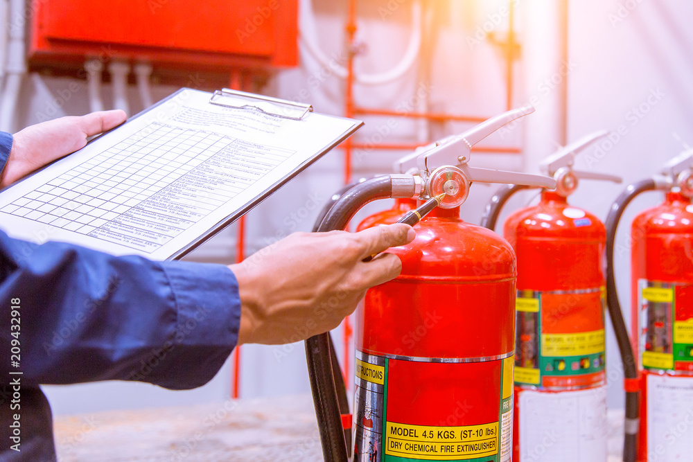Engineer checking Industrial fire control system,Fire Alarm controller ...