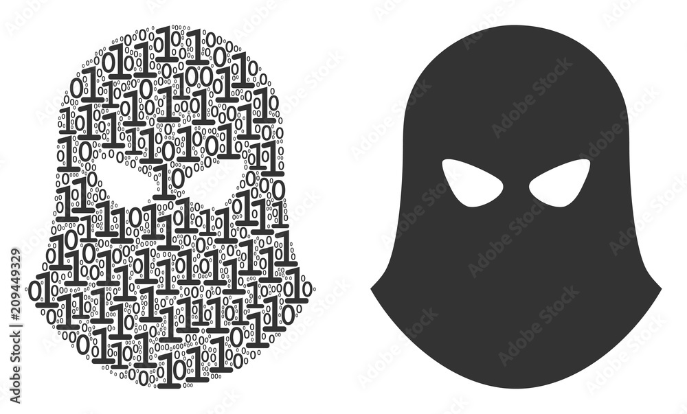 Terrorist balaklava composition icon of zero and null digits in ...