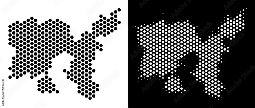 Hexagon Limnos Greek Island map. Vector territory plan in black and ...