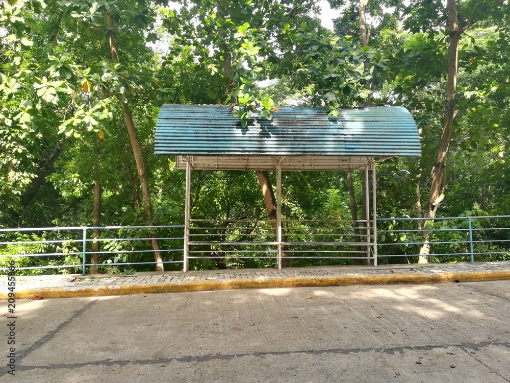 waiting shed in park Stock Photo | Adobe Stock